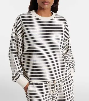 Velvet By Graham & Spencer Isabelle Striped Cotton Jersey Sweatshirt - White