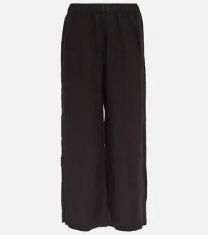 Velvet By Graham & Spencer Lola Linen Wide-leg Pants - Black