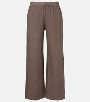 Velvet By Graham & Spencer Lola Linen Wide-leg Pants - Brown
