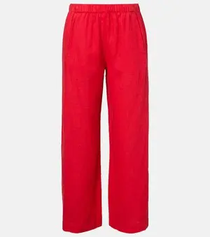 Velvet By Graham & Spencer Lola Linen Wide-leg Pants - Red