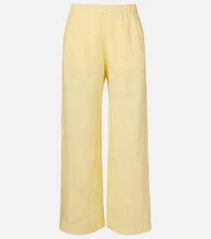 Velvet By Graham & Spencer Lola Linen Wide-leg Pants - Yellow