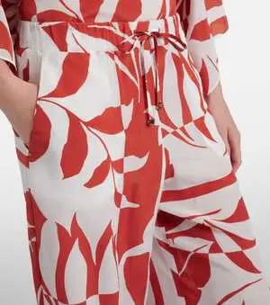 Max Mara Voto Printed Silk Wide-leg Pants - Red