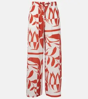 Max Mara Voto Printed Silk Wide-leg Pants - Red