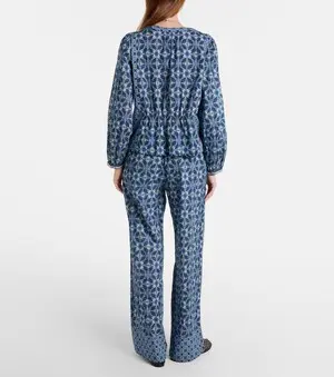 Velvet By Graham & Spencer Kendra Printed Cotton Wide-leg Pants