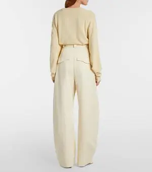 Sportmax Idoneo Cotton Gabardine Wide-leg Pants - White