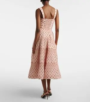 Zimmermann Polka-dot Pleated Bustier Dress