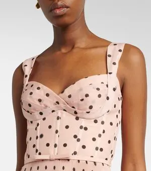 Zimmermann Polka-dot Pleated Bustier Dress