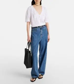 Velvet By Graham & Spencer Mavis Lace-trimmed Cotton Blouse