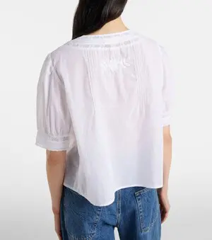Velvet By Graham & Spencer Mavis Lace-trimmed Cotton Blouse