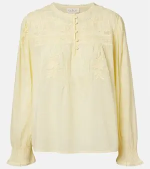 Velvet By Graham & Spencer Byrdie Lace-trimmed Cotton Blouse - Yellow