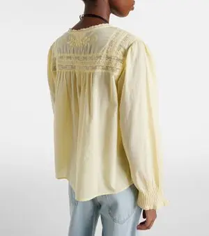 Velvet By Graham & Spencer Byrdie Lace-trimmed Cotton Blouse