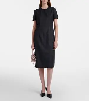 Prada Checked Virgin Wool Midi Dress