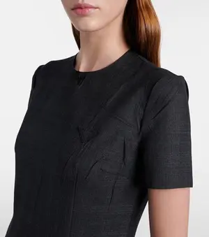 Prada Checked Virgin Wool Midi Dress