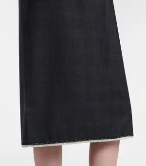 Prada Checked Virgin Wool Midi Dress