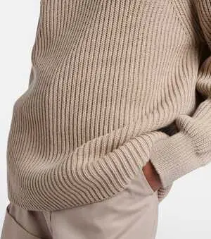 Max Mara Camino Ruffled Cotton Turtleneck Sweater - Beige