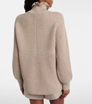 Max Mara Camino Ruffled Cotton Turtleneck Sweater - Beige