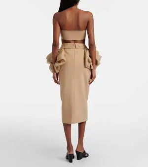 Max Mara Baccano Peplum Pencil Skirt - Beige