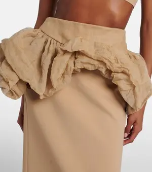 Max Mara Baccano Peplum Pencil Skirt - Beige