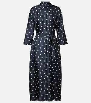 Max Mara Leva Polka-dot Silk Twill Shirt Dress - Blue