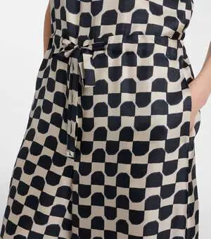 Max Mara Ronchi Printed Silk Jumpsuit - Blue