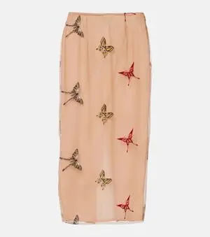 Blumarine Appliqué Midi Skirt - Beige