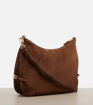 Prada Large Suede Shoulder Bag - Brown