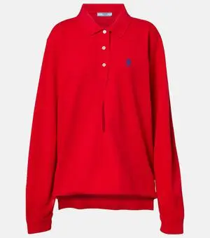 Prada Logo Cotton Piqu Polo Shirt - Red