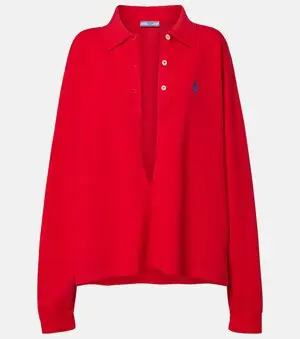 Prada Logo Cotton Piqué Polo Shirt - Red