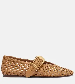 Zimmermann Alchemy Woven Leather Mary Jane Flats - Brown