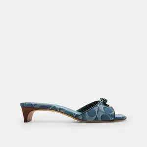 COACH OUTLET Coach Bow Kitten Heel Sandal In Signature Denim