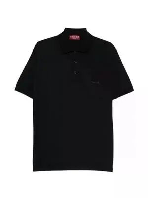 Gucci Cotton Piquet Polo Shirt With Embroidery - Black