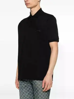 Gucci Cotton Piquet Polo Shirt With Embroidery - Black