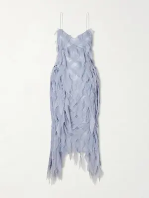 PAULINE DUJANCOURT Argyle Recycled-tulle Midi Dress - Blue