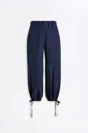 Scanlan Theodore Sueded Silk Crop Cargo Trousers - Navy