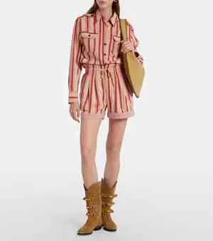 MARANT ETOILE Nirma Striped Cotton Shorts