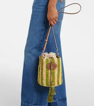 Valentino Garavani Vlogo Mini Raffia Crossbody Bag - Green