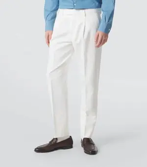 Zegna Cotton And Linen Straight Pants