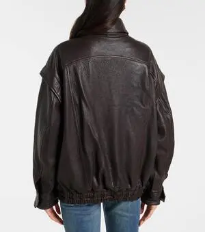 Nour Hammour Micah Leather Bomber Jacket - Brown