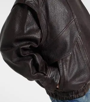 Nour Hammour Micah Leather Bomber Jacket - Brown