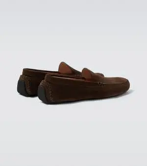 THE ROW Lucca Suede Slip-on Loafer - Brown