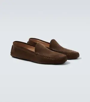 THE ROW Lucca Suede Slip-on Loafer - Brown