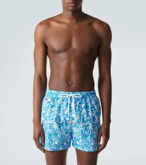 Kiton Printed Swim Trunks - Blue