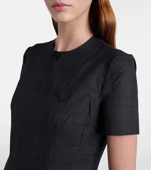 Prada Checked Virgin Wool Midi Dress