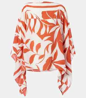 Max Mara Tambuto Printed Silk Blouse - Red