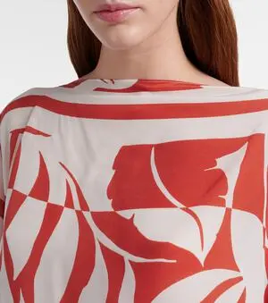 Max Mara Tambuto Printed Silk Blouse - Red