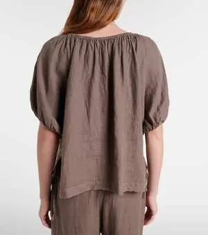 Velvet By Graham & Spencer Cosette Linen Blouse - Brown