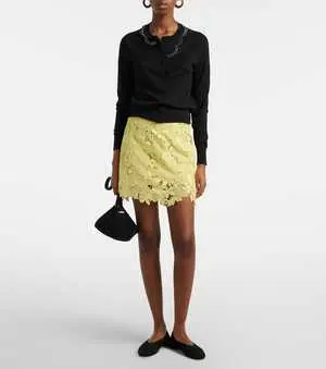 Sportmax Bora Floral Lace Miniskirt - Yellow