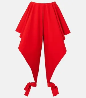 Alaïa Ruffled Cotton Gabardine Tapered Pants - Orange