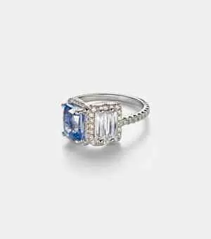SUZANNE KALAN 18kt White Gold Sapphire And Diamond Ring - Silver