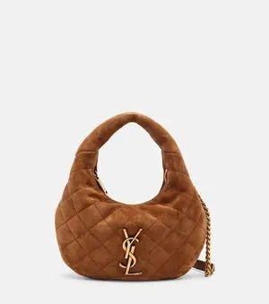 Saint Laurent Quilted Suede Mini Bag - Brown